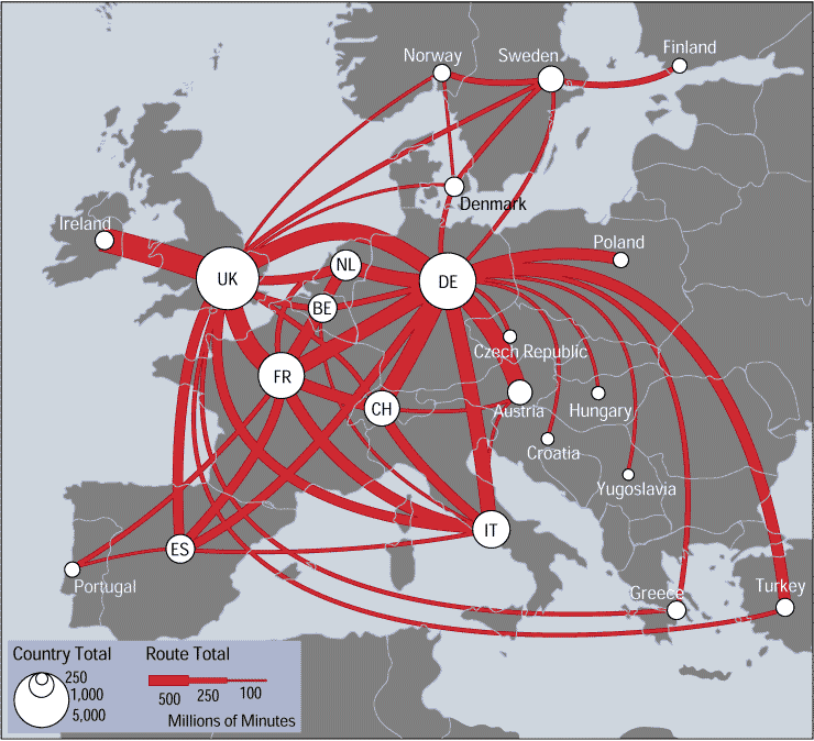 Telecommunications Traffic Flow Map Mappa Mundi Magazine Map Of The 